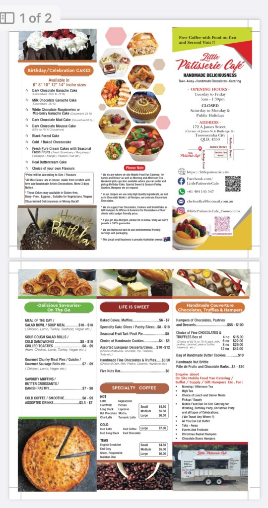 Menu – Little Pâtisserie Café