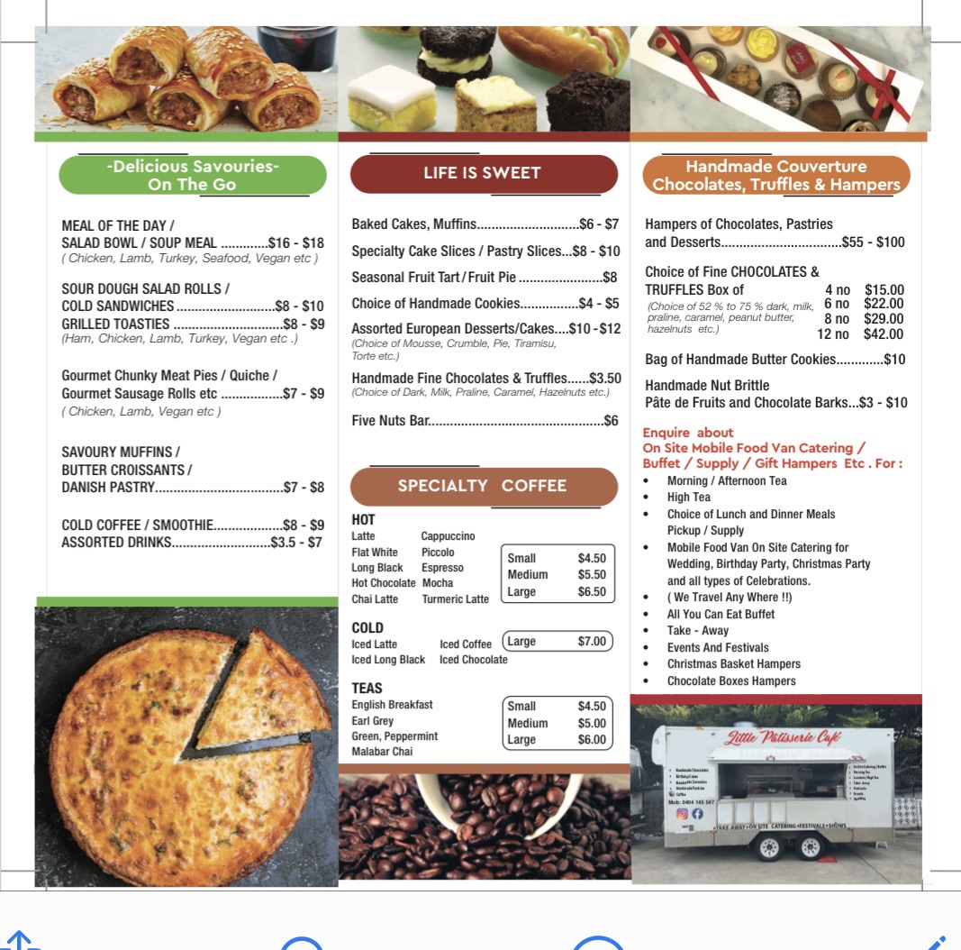 Menu – Little Pâtisserie Café