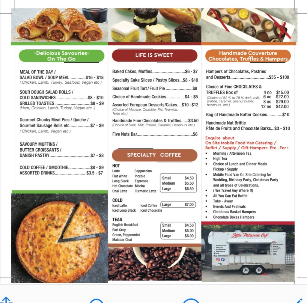 Menu – Little Pâtisserie Café
